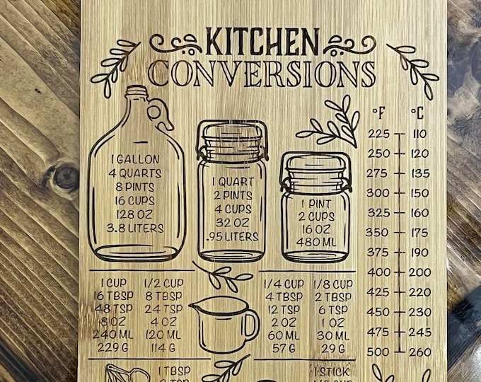Laser Engraved Bamboo Mini Cutting Board Kitchen Conversions - Etsy