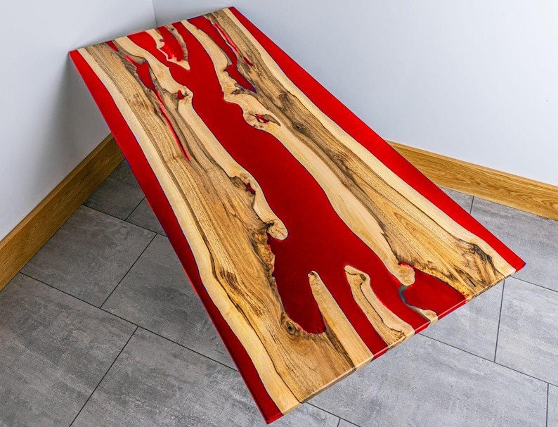 Red Epoxy Table Epoxy Table Resin Table Wooden Table Epoxy Furniture ...