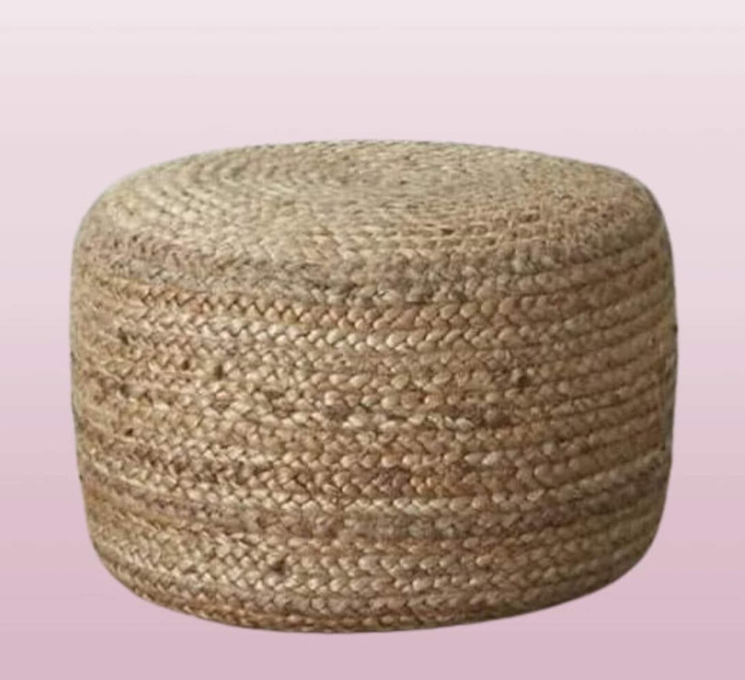 Handmade Jute Braided Round Poufs, Bohemian Decor Ottomans, Jute Bean ...
