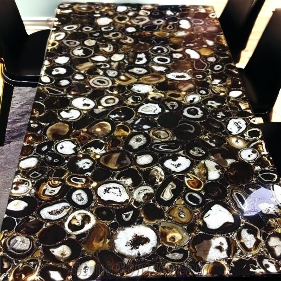 Mix Agate Table, Tabletop, White Selenite Table, Handmade Table, Unique ...