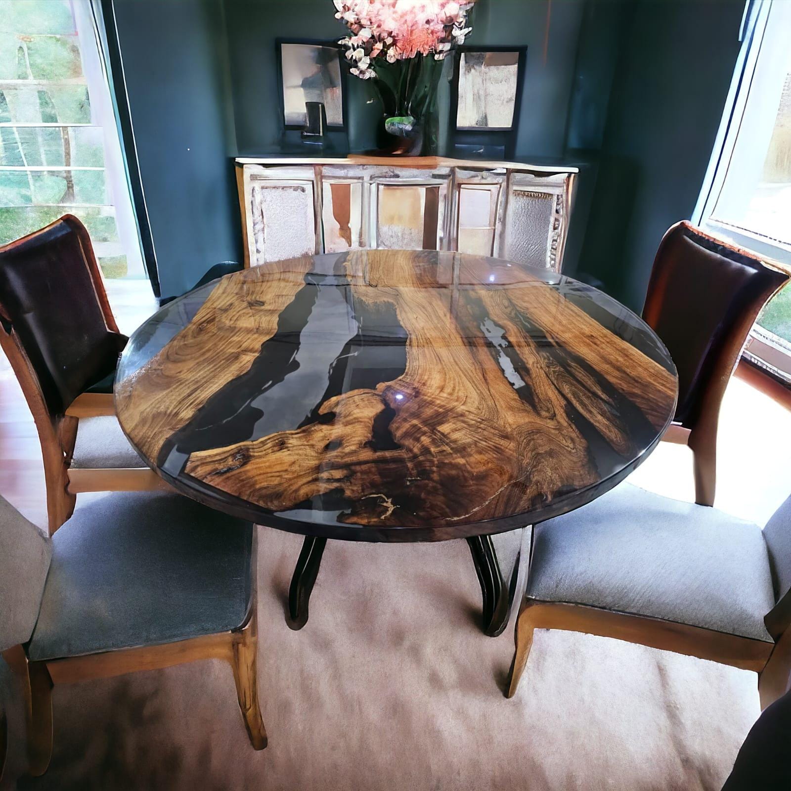 Round Epoxy Dining Table, Round Epoxy Coffee Table, Round Epoxy Table ...