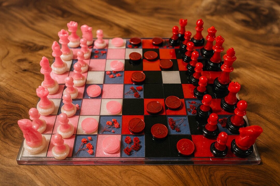 Custom Resin Chess Set – Personalized Board Game, Handmade Checkers ...