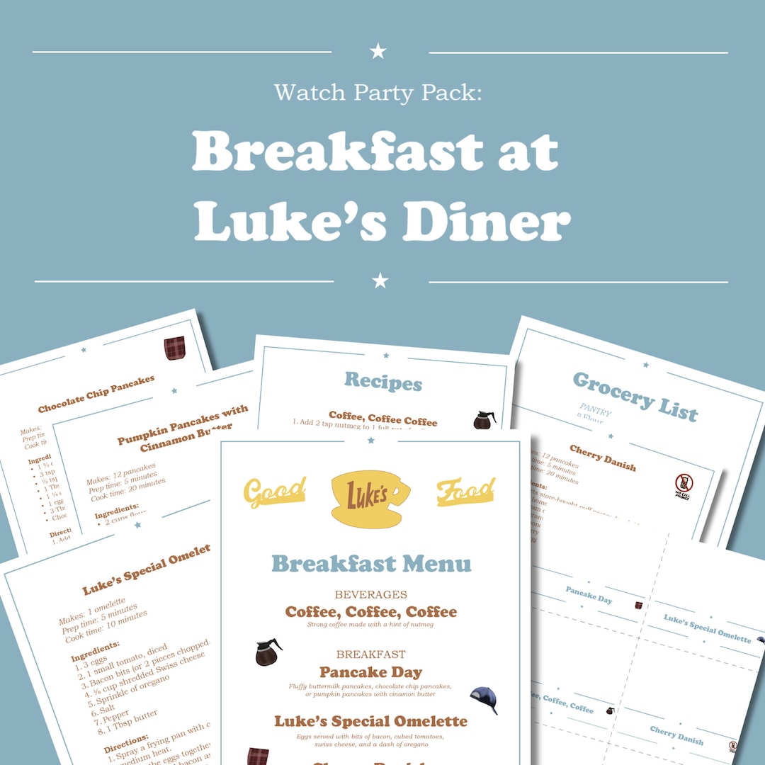 Luke's Diner Breakfast Menu | Printable Menu - Etsy