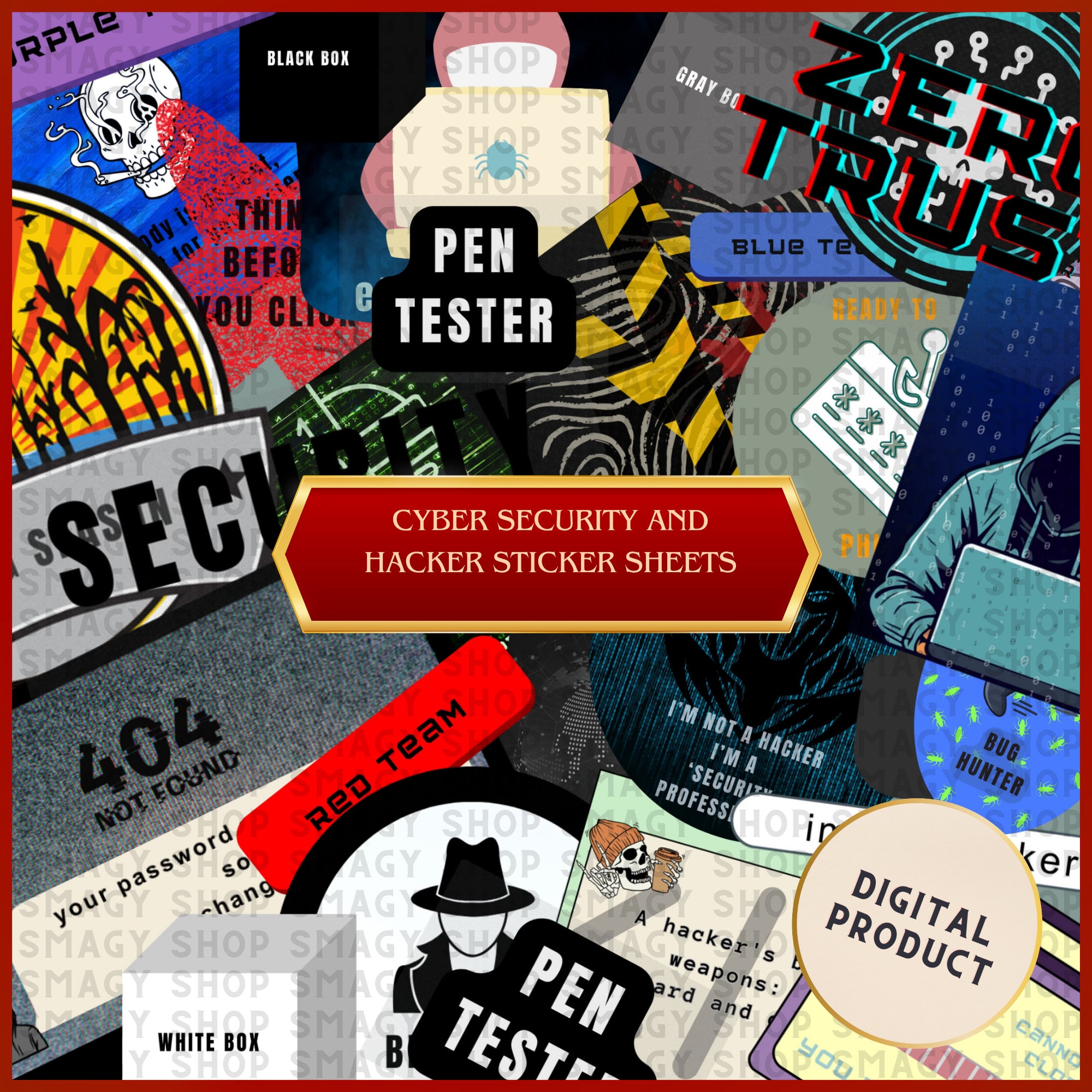 37 Cyber Security and Hacker Sticker Sheets: Ethical Hacker, Computer ...