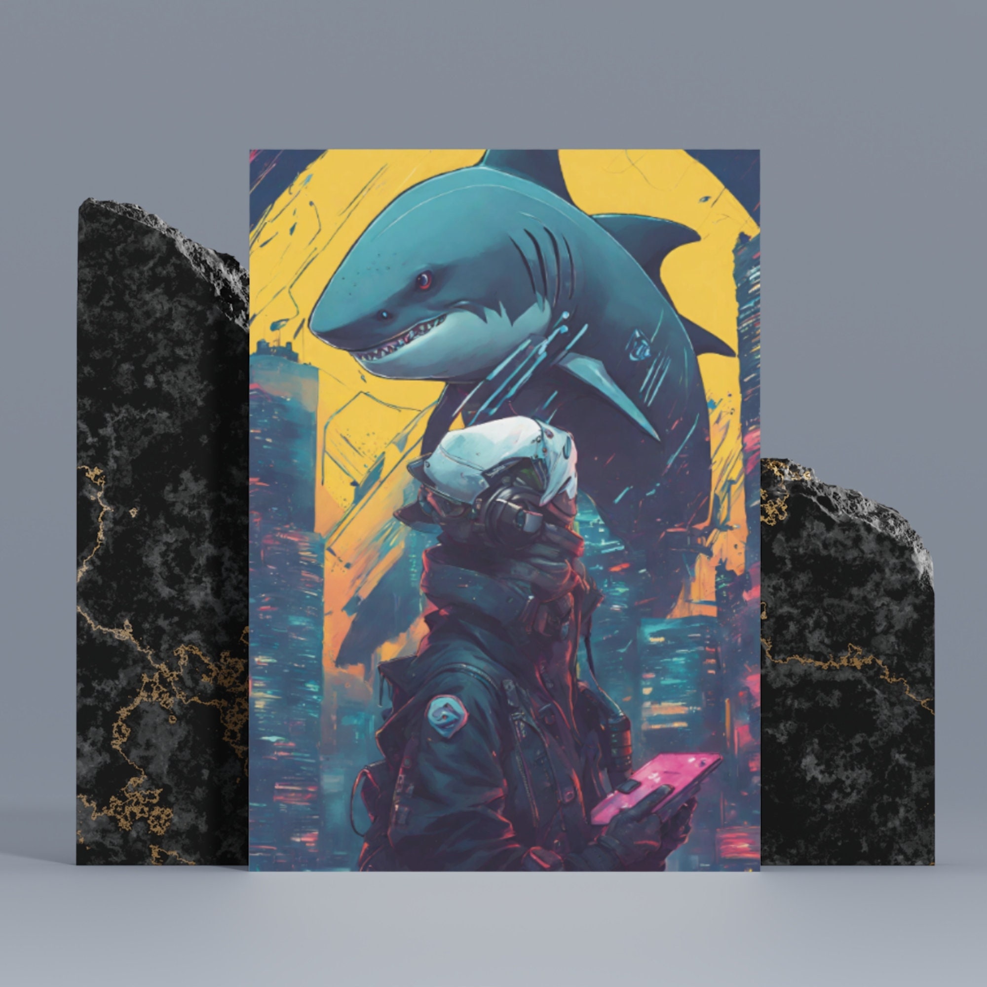 Cyberpunk Shark & Cyber Security Poster Cyberpunk Security Bundle: Hack ...