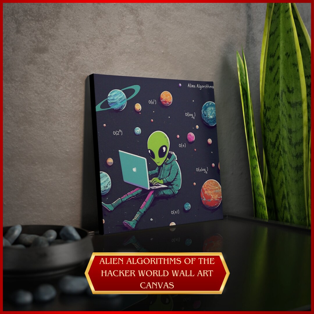 Programmer Canvas Wall Art Space & Coding Alien Algorithms Coding ...