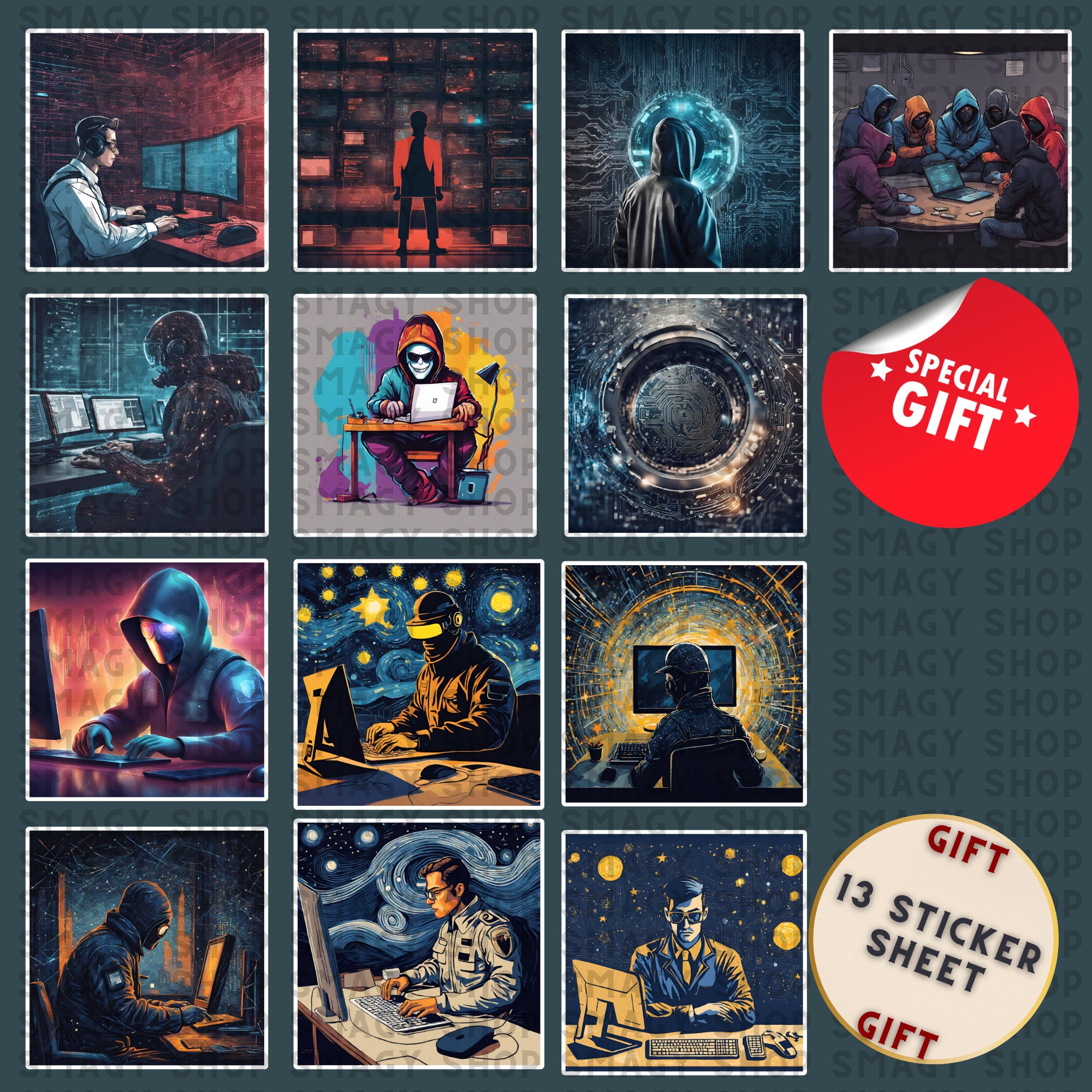 37 Cyber Security and Hacker Sticker Sheets: Ethical Hacker, Computer ...