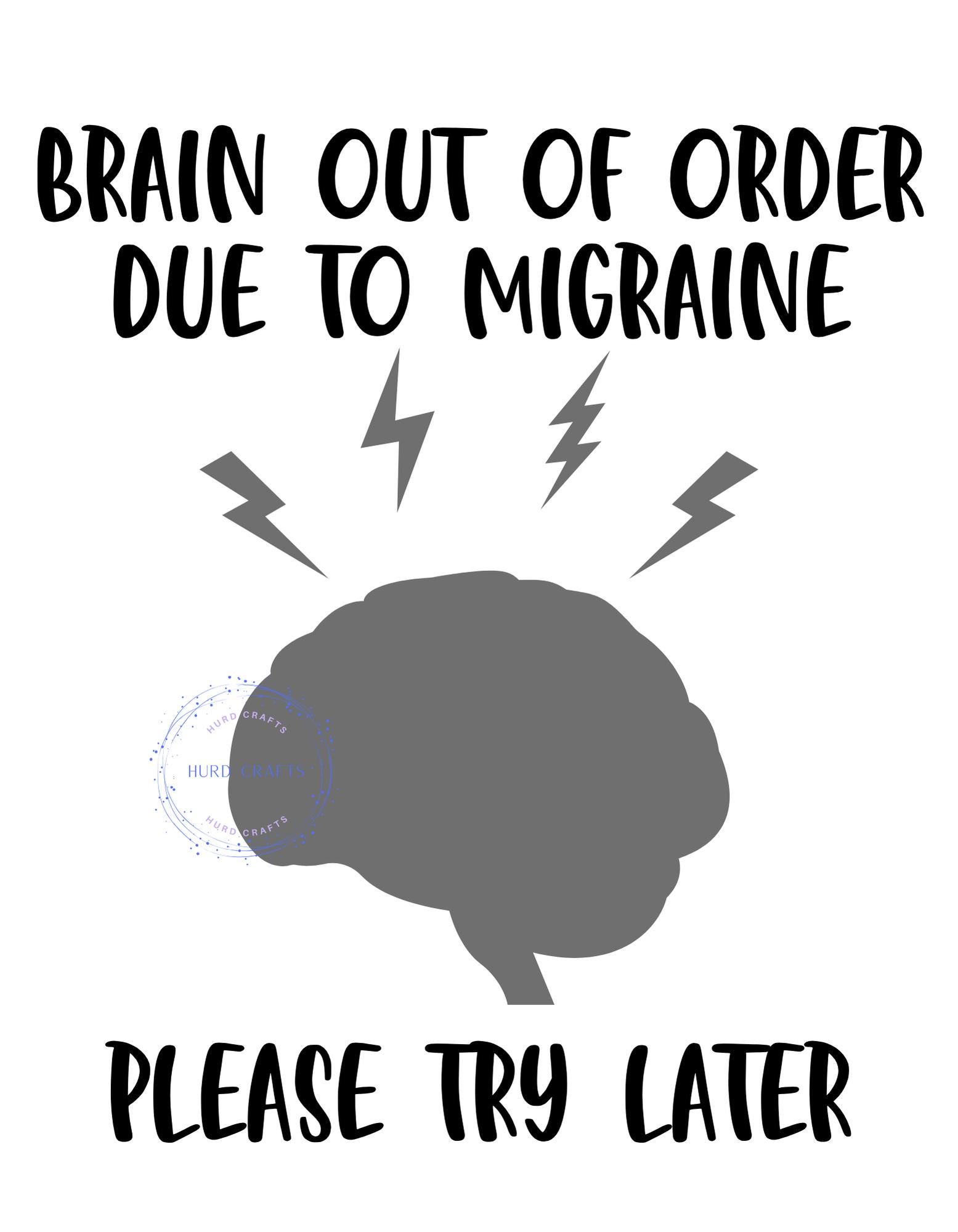 Migraine, Brain Out of Order, PNG, DTF, Sublimation - Etsy
