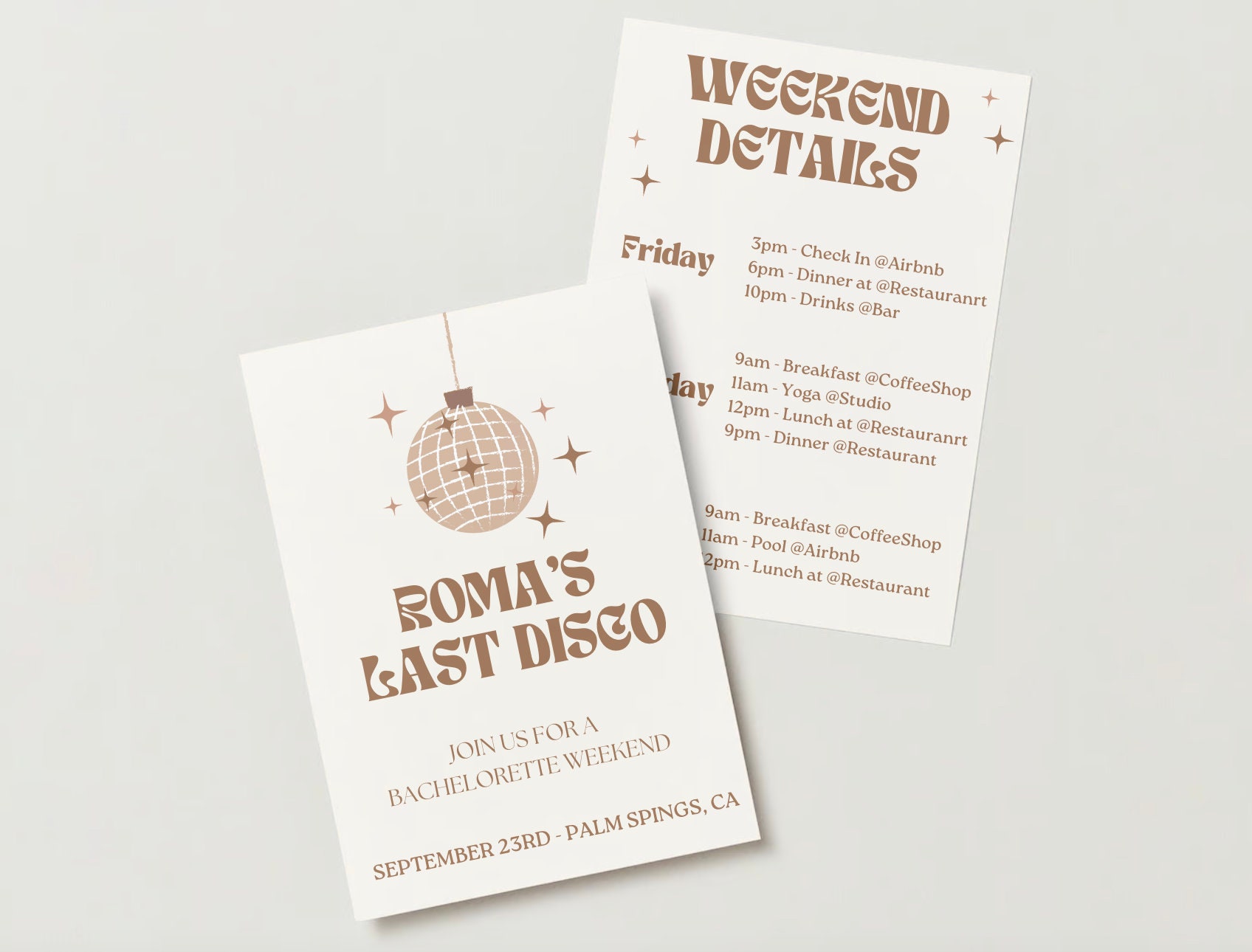Last Disco Bachelorette Party Invitation and Itinerary Disco Themed ...
