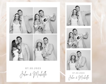 Photo Booth Wedding Strip Template 2x6 and 4x6. Modern Minimalist ...