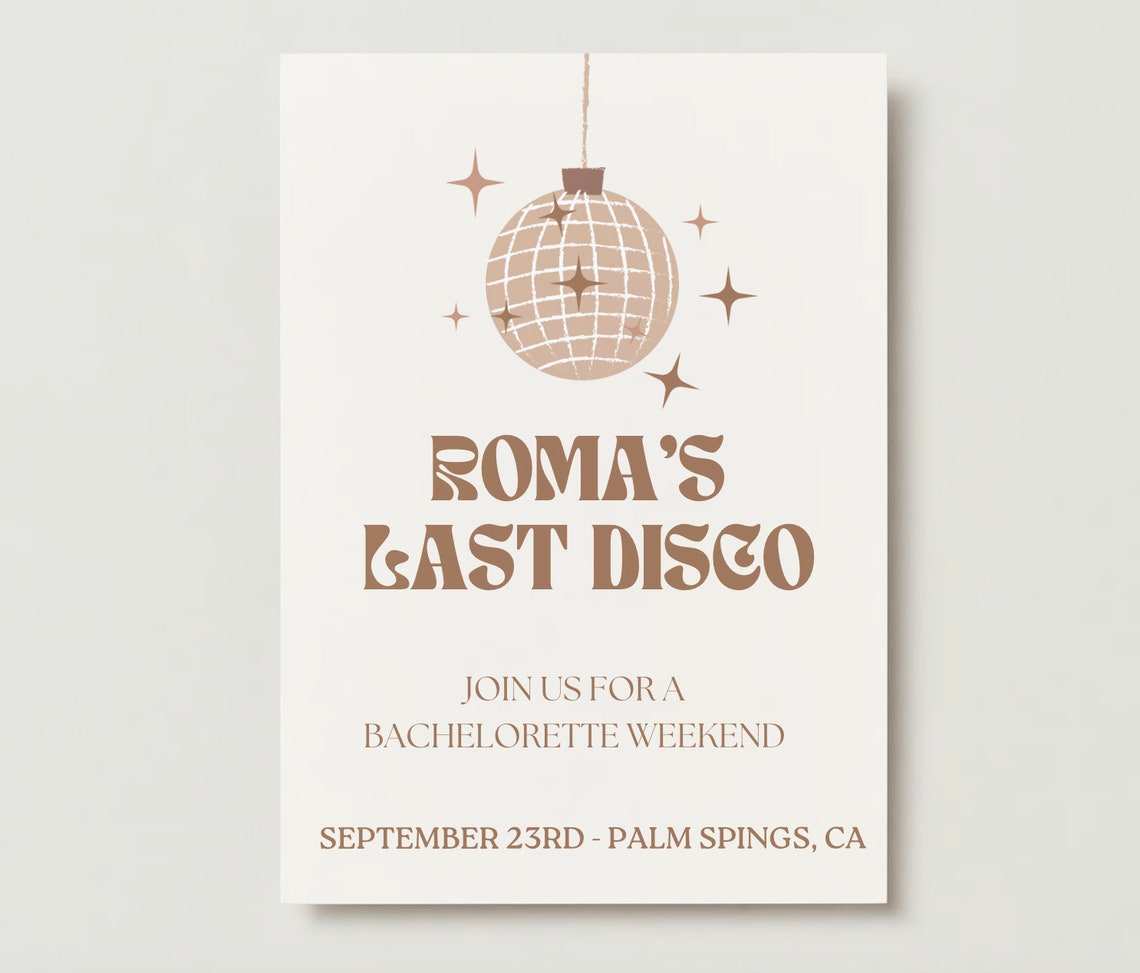 Last Disco Bachelorette Party Invitation and Itinerary Disco Themed ...