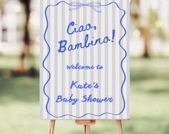 Blue Ciao Bambino Tuscany Amalfi Lemon Baby Shower Welcome Sign ...