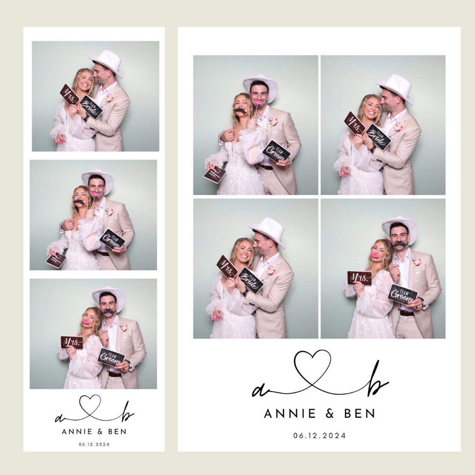 Photo Booth Wedding Strip Template 2x6 and 4x6. Modern Minimalist ...