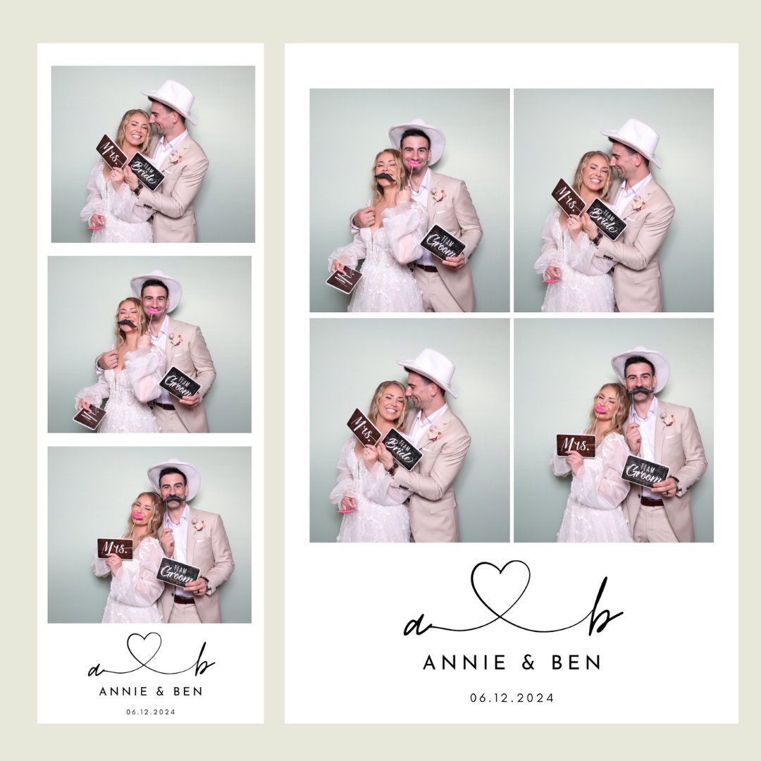 Photo Booth Wedding Strip Template 2x6 and 4x6. Modern Minimalist ...