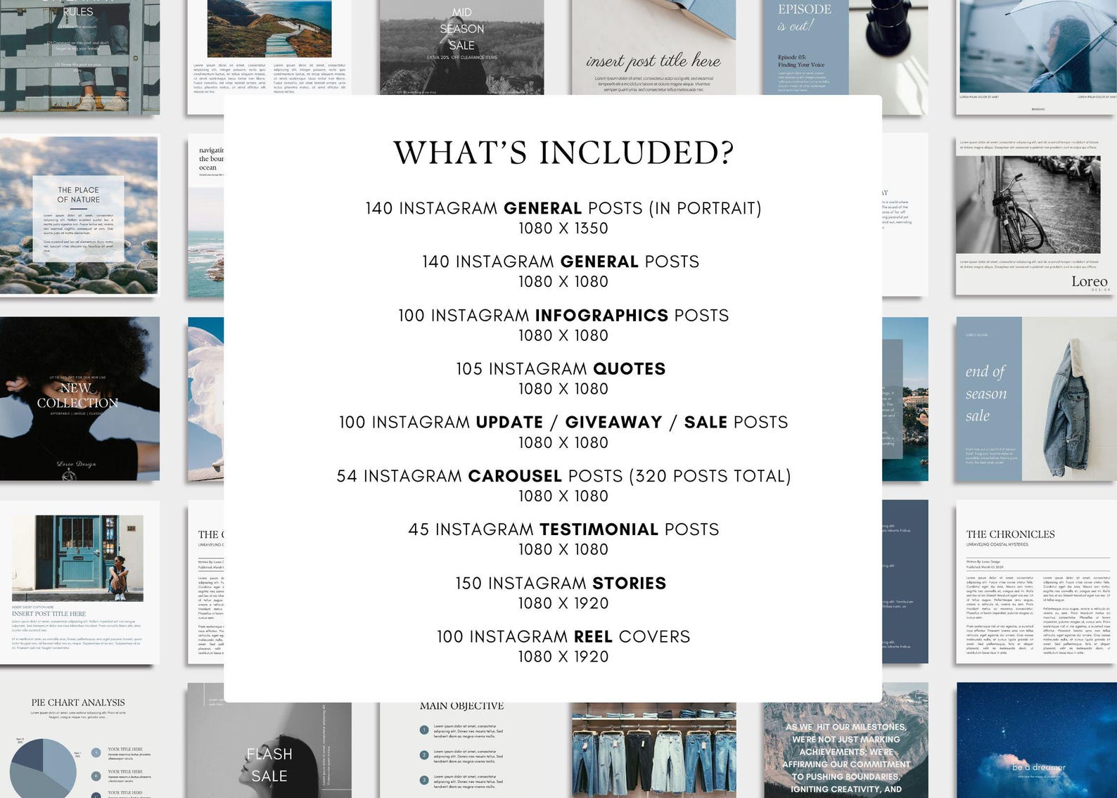 1200 Instagram Templates – Blue | Modern | Minimal | Aesthetic - Post ...