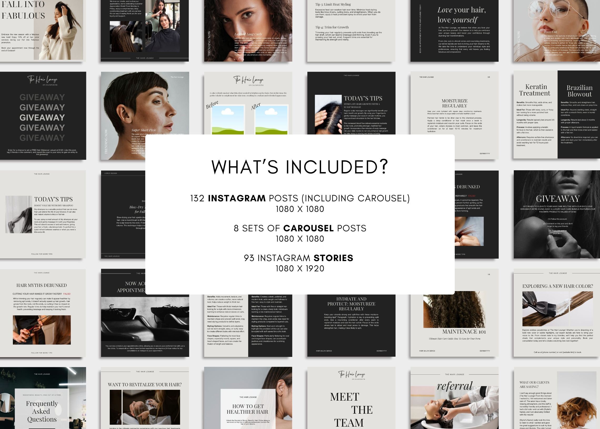 225 Hair Salon Instagram Templates Hairstylist Hairdresser Posts Luxury ...