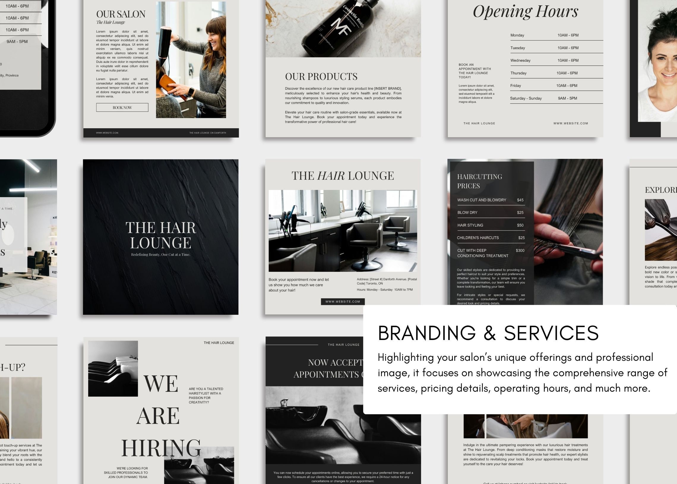 225 Hair Salon Instagram Templates Hairstylist Hairdresser Posts Luxury ...