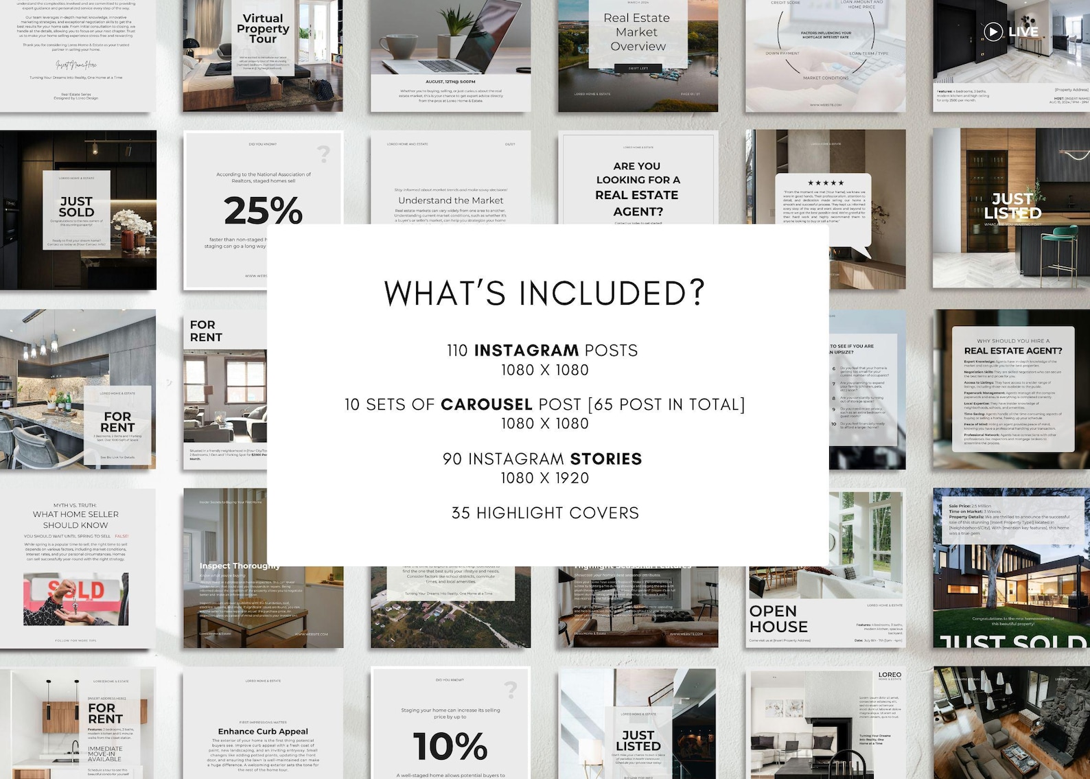 300 Real Estate Instagram Templates Real Estate Agent Modern Realtor ...
