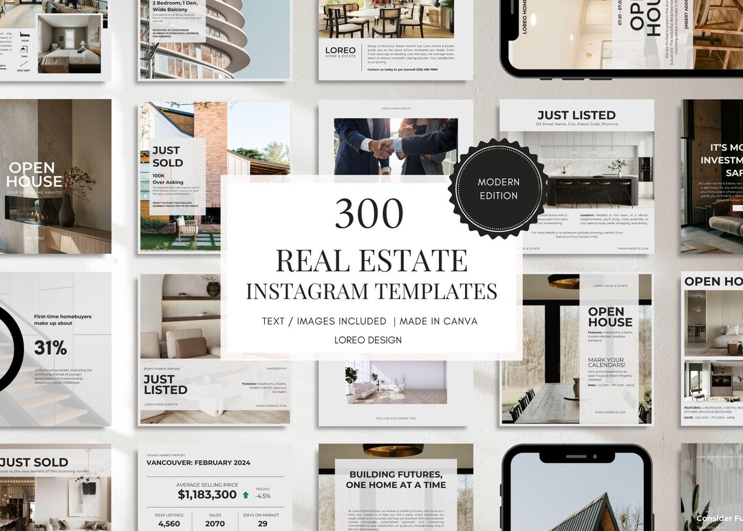 300 Real Estate Instagram Templates Real Estate Agent Modern Realtor ...