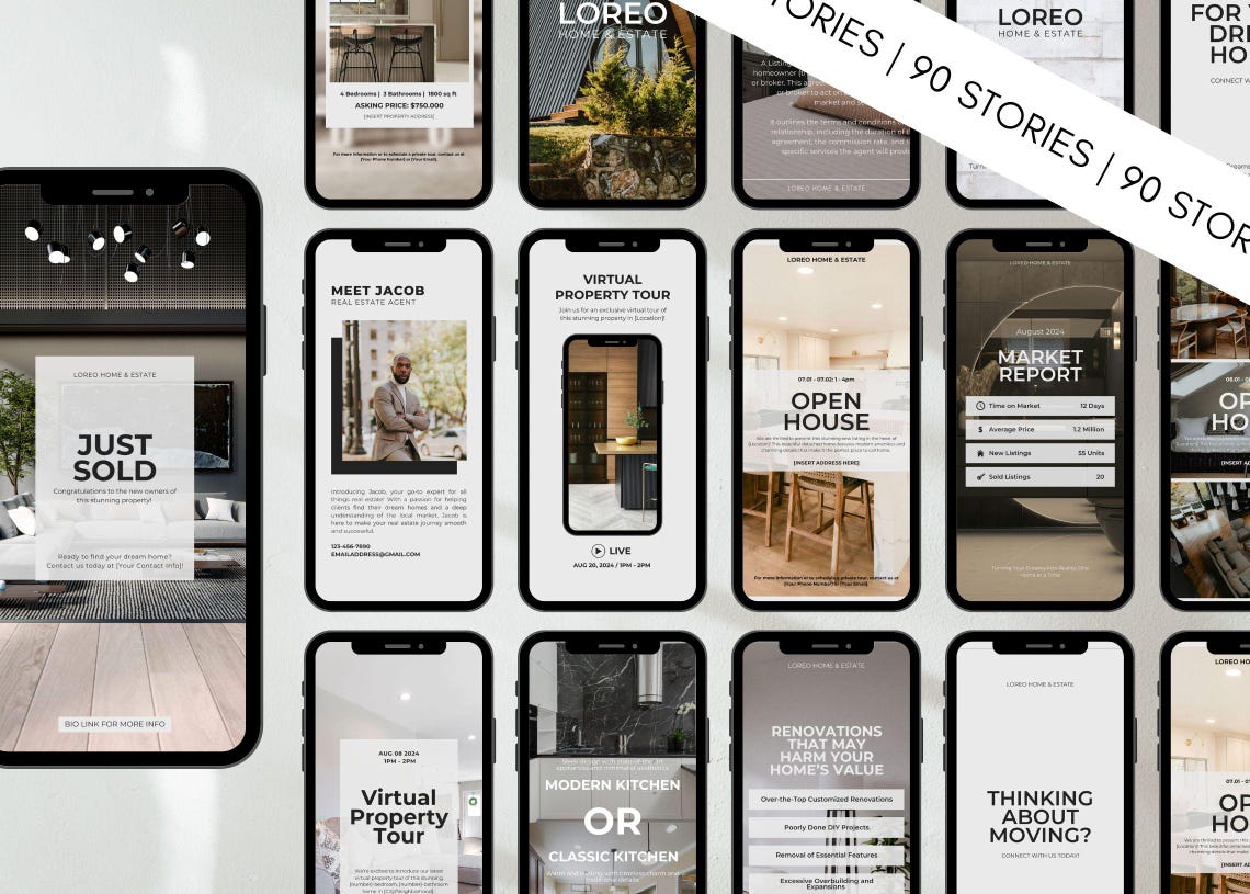 300 Real Estate Instagram Templates Real Estate Agent Modern Realtor ...