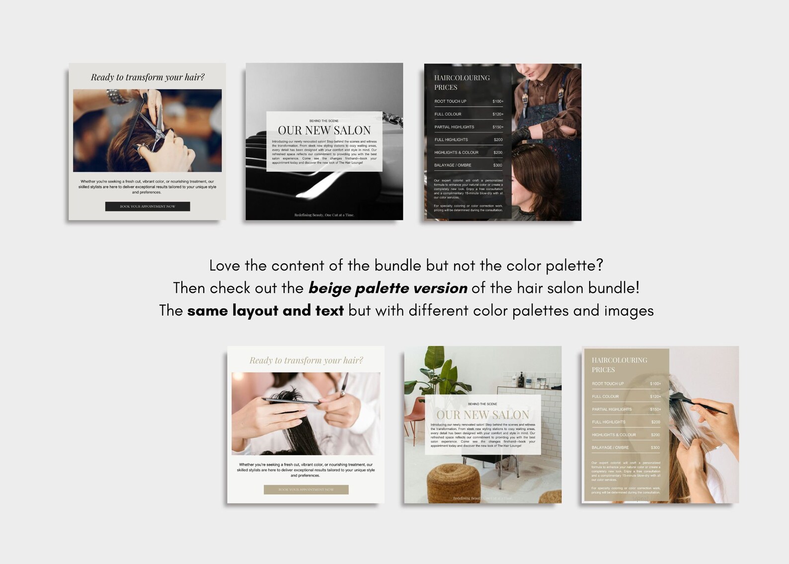 225 Hair Salon Instagram Templates Hairstylist Hairdresser Posts Luxury ...