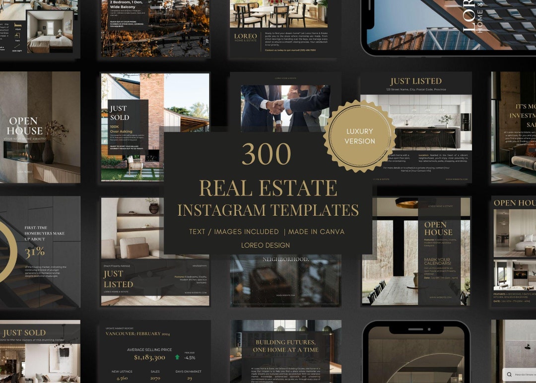 300 Real Estate Instagram Templates | Luxury Realtor Templates | Real ...