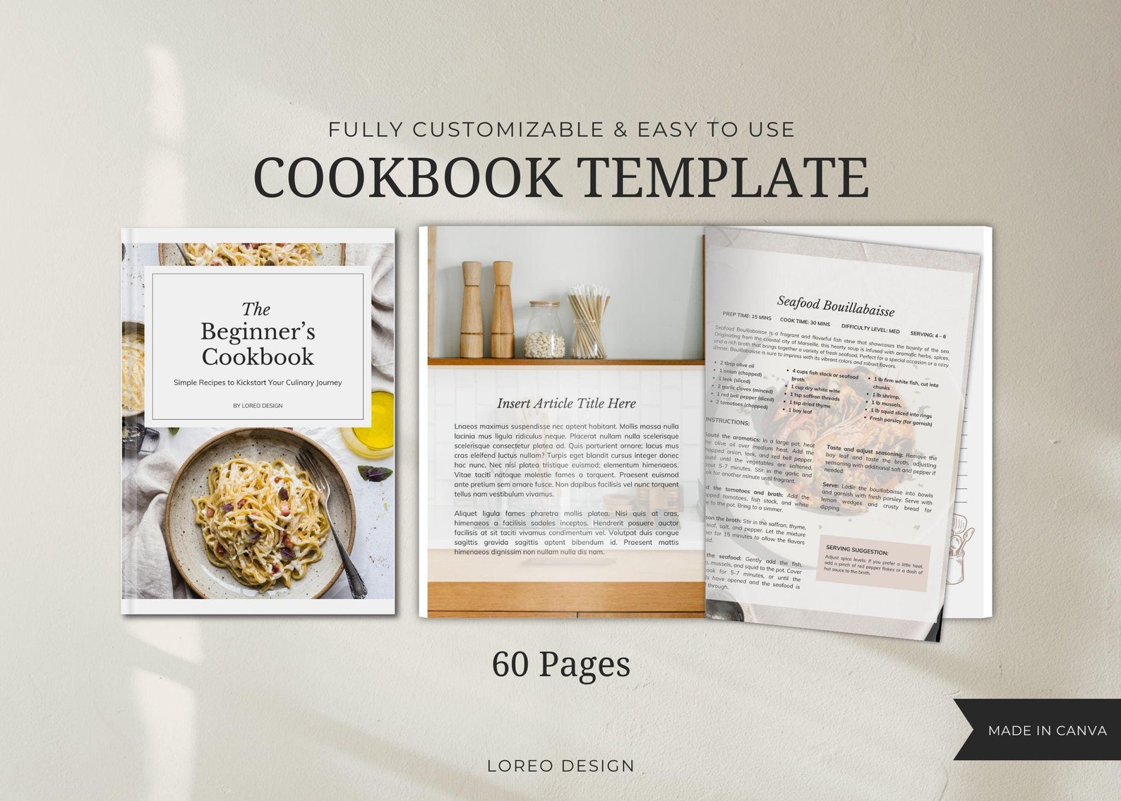 Canva Cookbook Template | Printable Recipe Ebook | Recipe Book Template ...