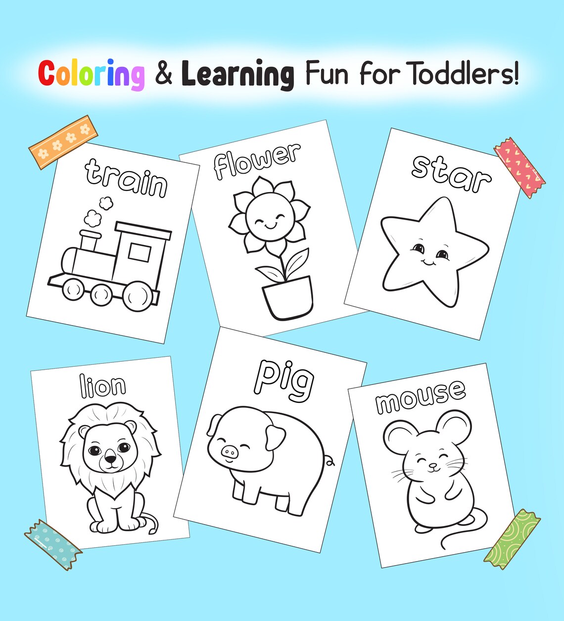 104 Easy Printable Toddler Coloring Pages Ages 1-4 - Etsy