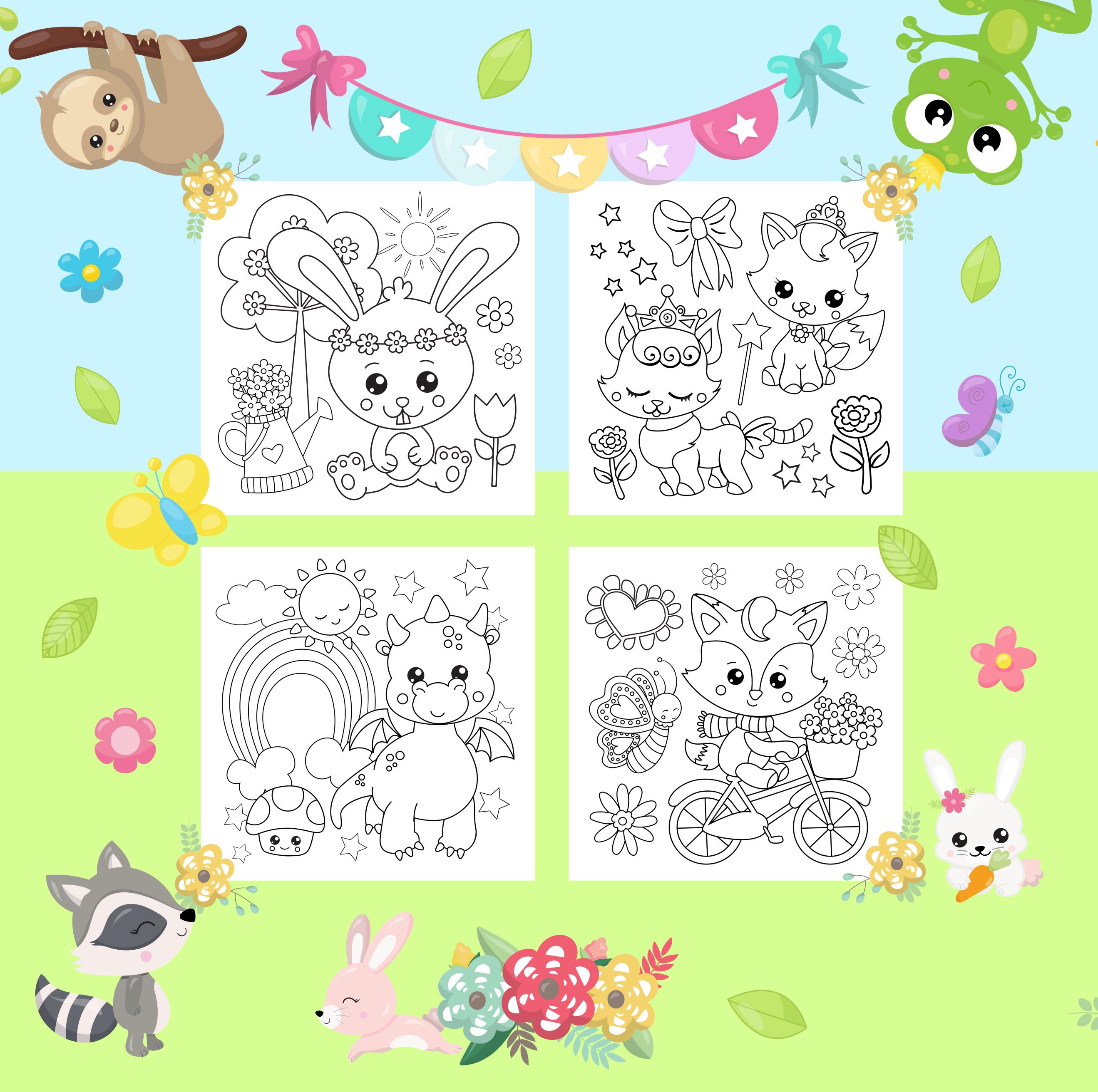 37 Printable Kawaii Animal Coloring Pages for Kids - Etsy