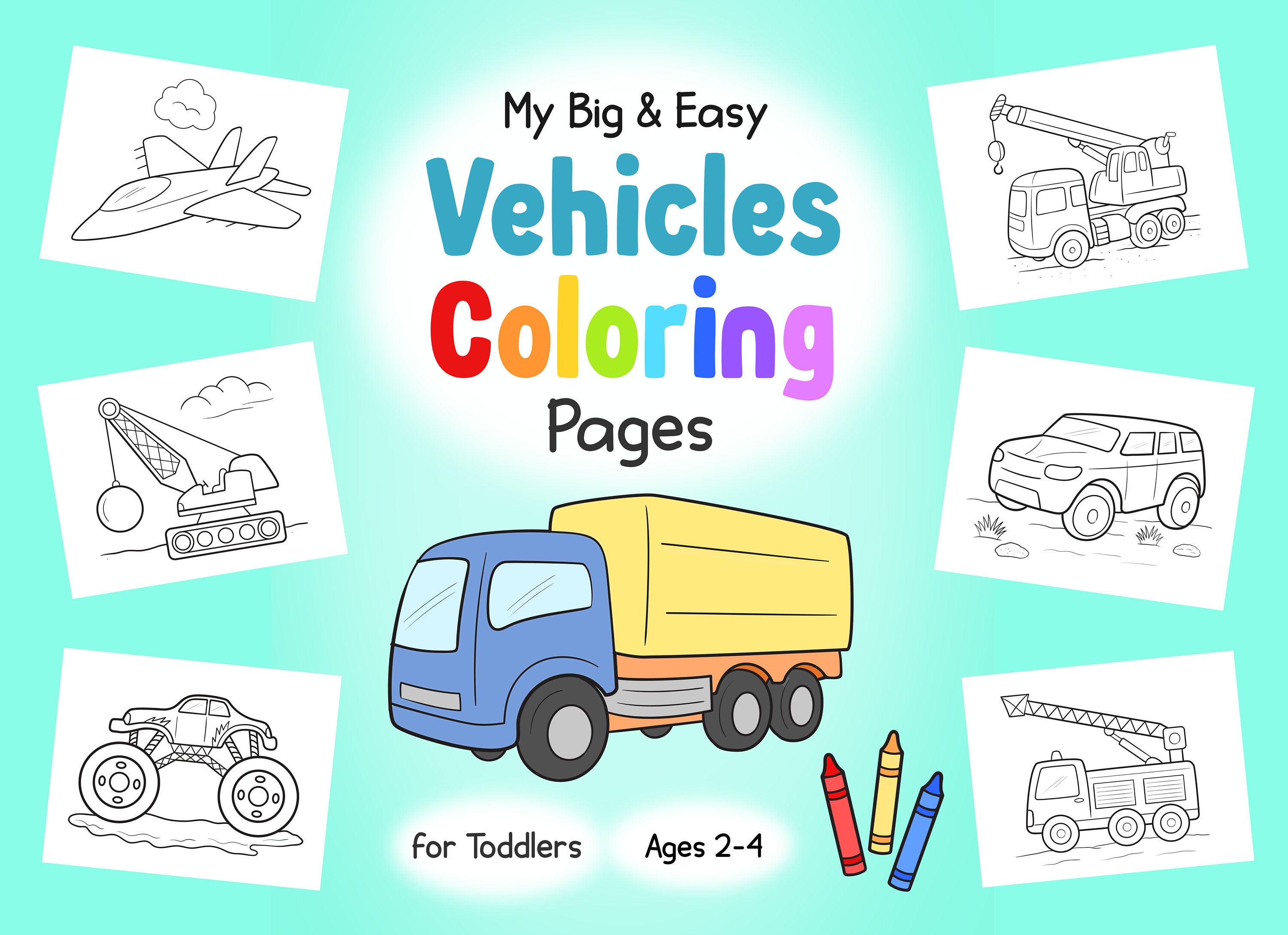 Printable Vehicles Coloring Pages for Toddlers - Etsy