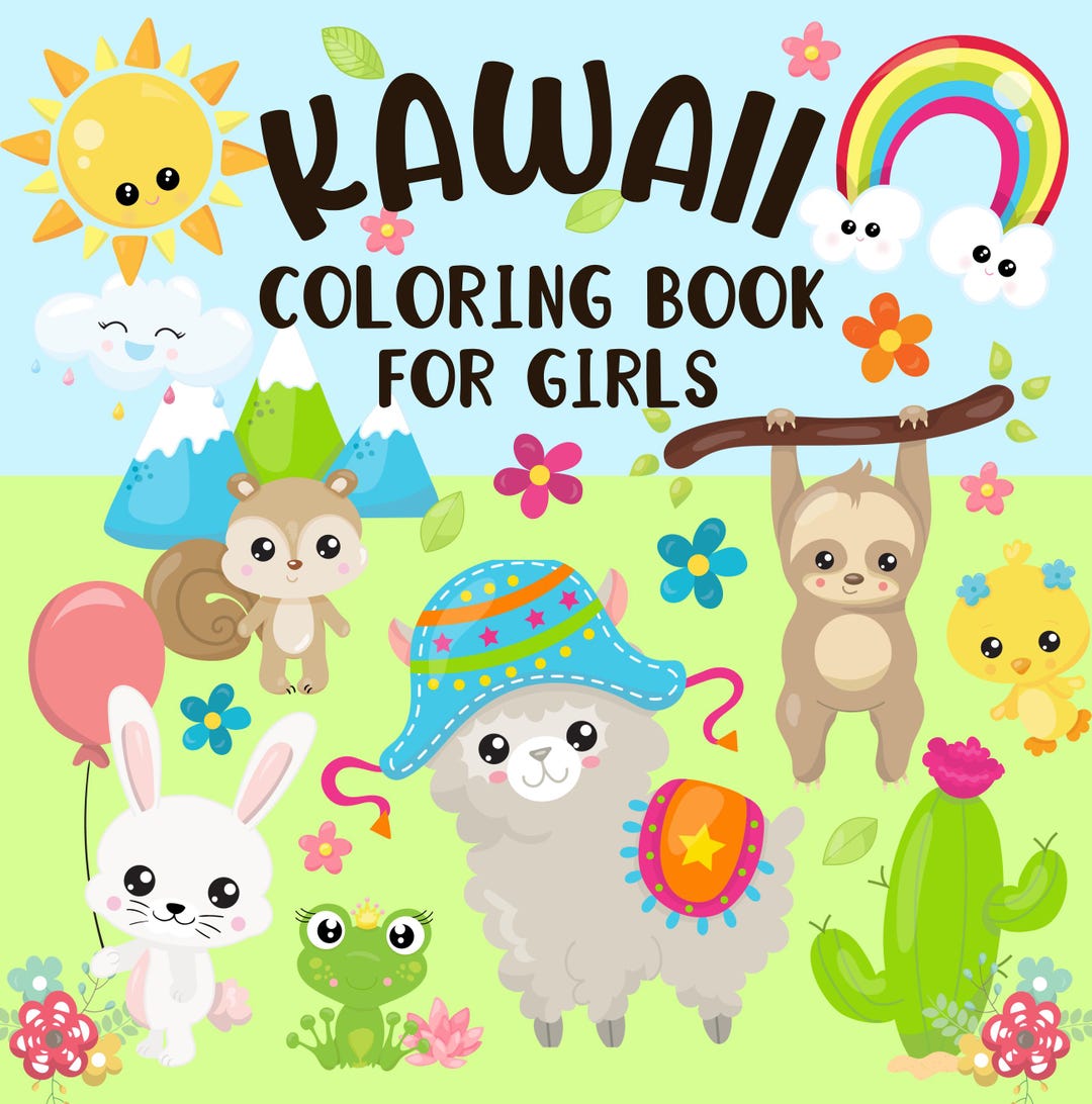 37 Printable Kawaii Animal Coloring Pages for Kids - Etsy