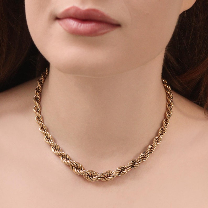 Vintage 15.5 Graduated Rope 14k Gold Chain - Etsy