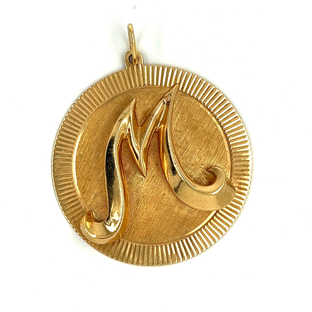Vintage Circle m Letter Charm - Etsy