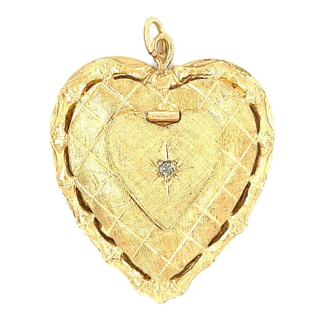 Vintage Diamond Heart 14k Gold Locket - Etsy
