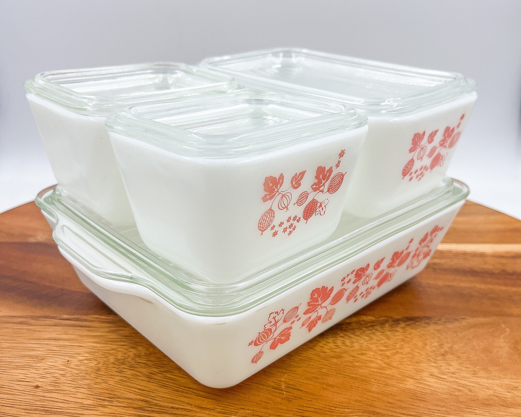 Pink Gooseberry Refrigerator Set, Rare Vintage Pyrex, 501 502 503 ...