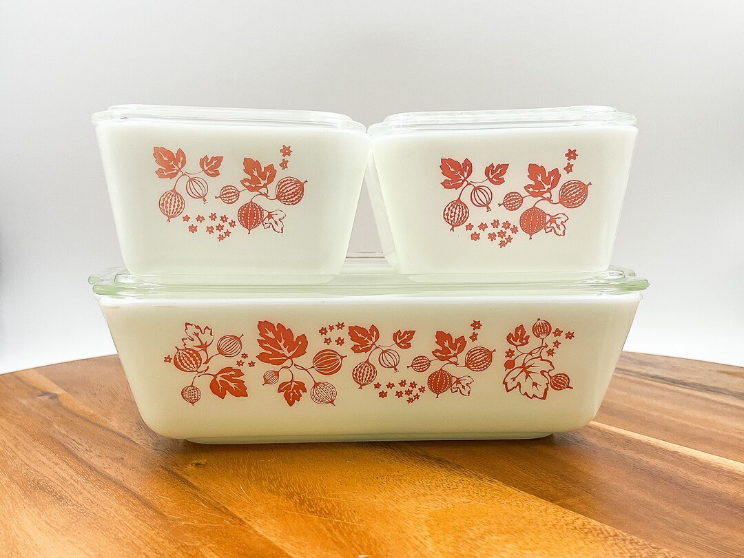 Pink Gooseberry Refrigerator Set, Rare Vintage Pyrex, 501 502 503 ...
