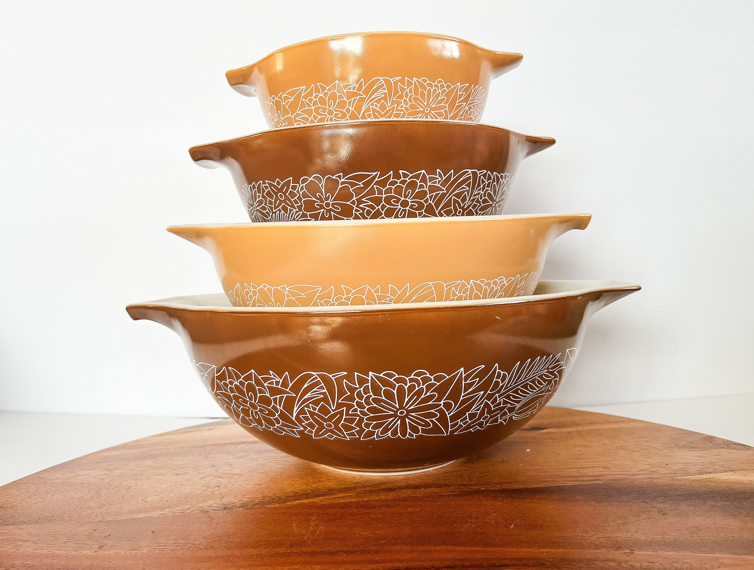 Vintage Pyrex Woodland Cinderella Bowls Complete Set of 4 Mixing Bowls ...