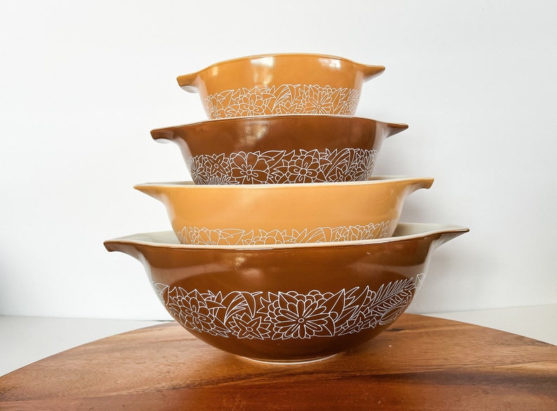 Vintage Pyrex Woodland Cinderella Bowls - Complete Set of 4 Mixing ...