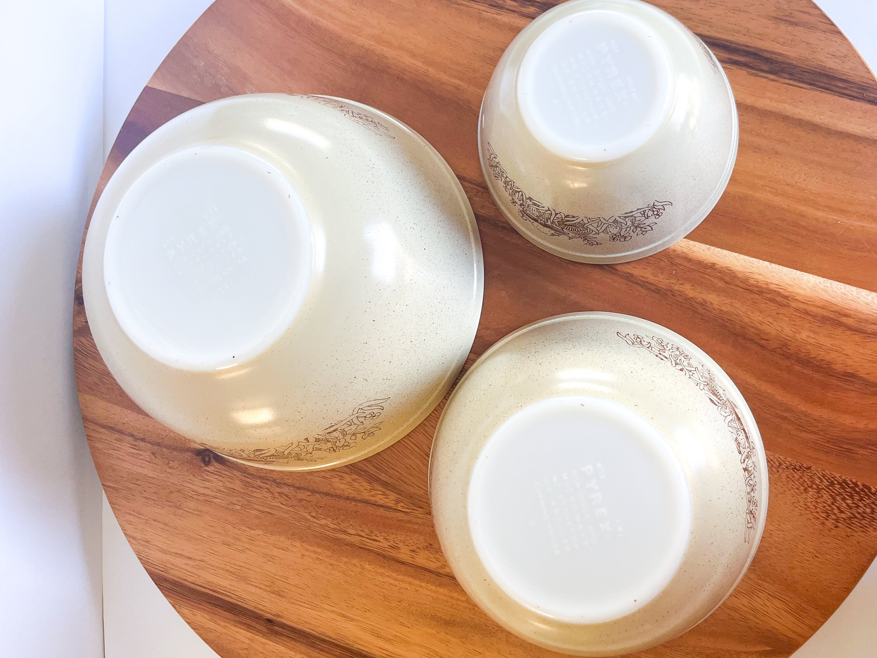 Pyrex Forest Fancies Mixing Bowls Set of 3 401 402 403 Vintage Cottage ...