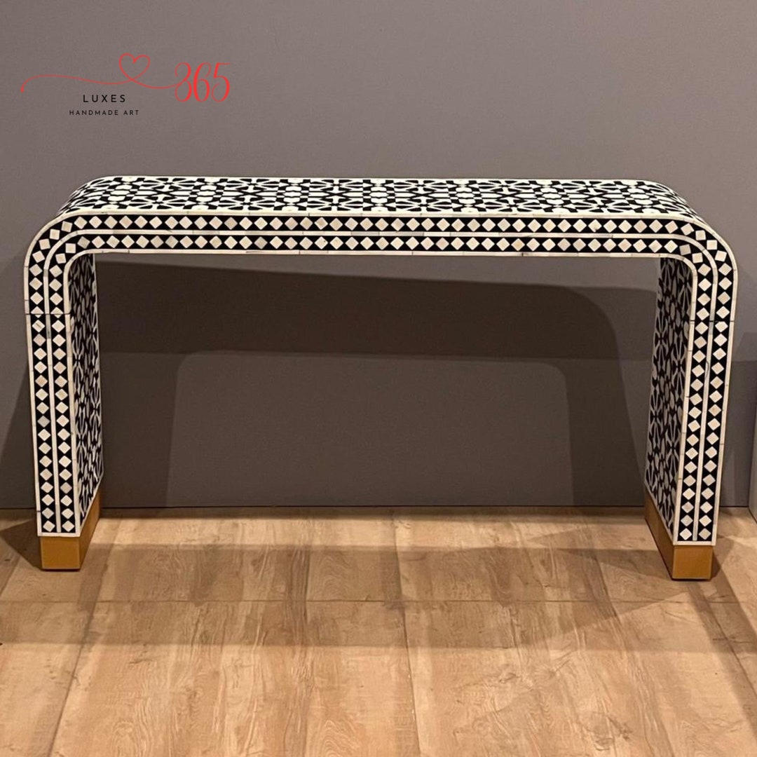 Handmade Bone Inlay Wooden Arrow Pattern Console Table, Study Table ...