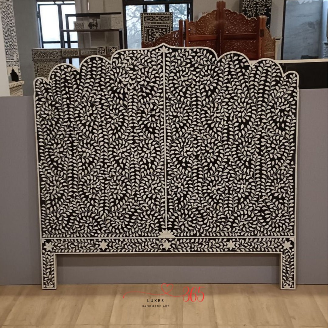 Handmade Bone Inlay Bed Headboard, Bedroom Furniture, Floral Pattern ...