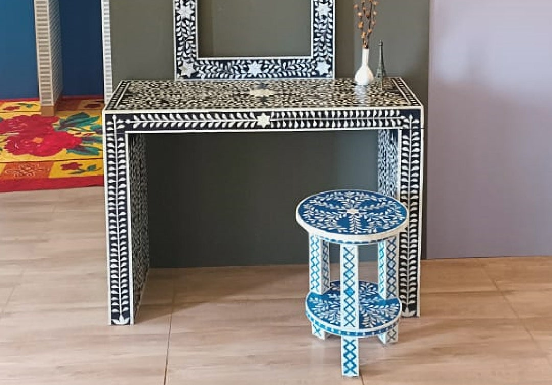 Handmade Bone Inlay Table Bone Inlay Waterfall Console Table - Etsy
