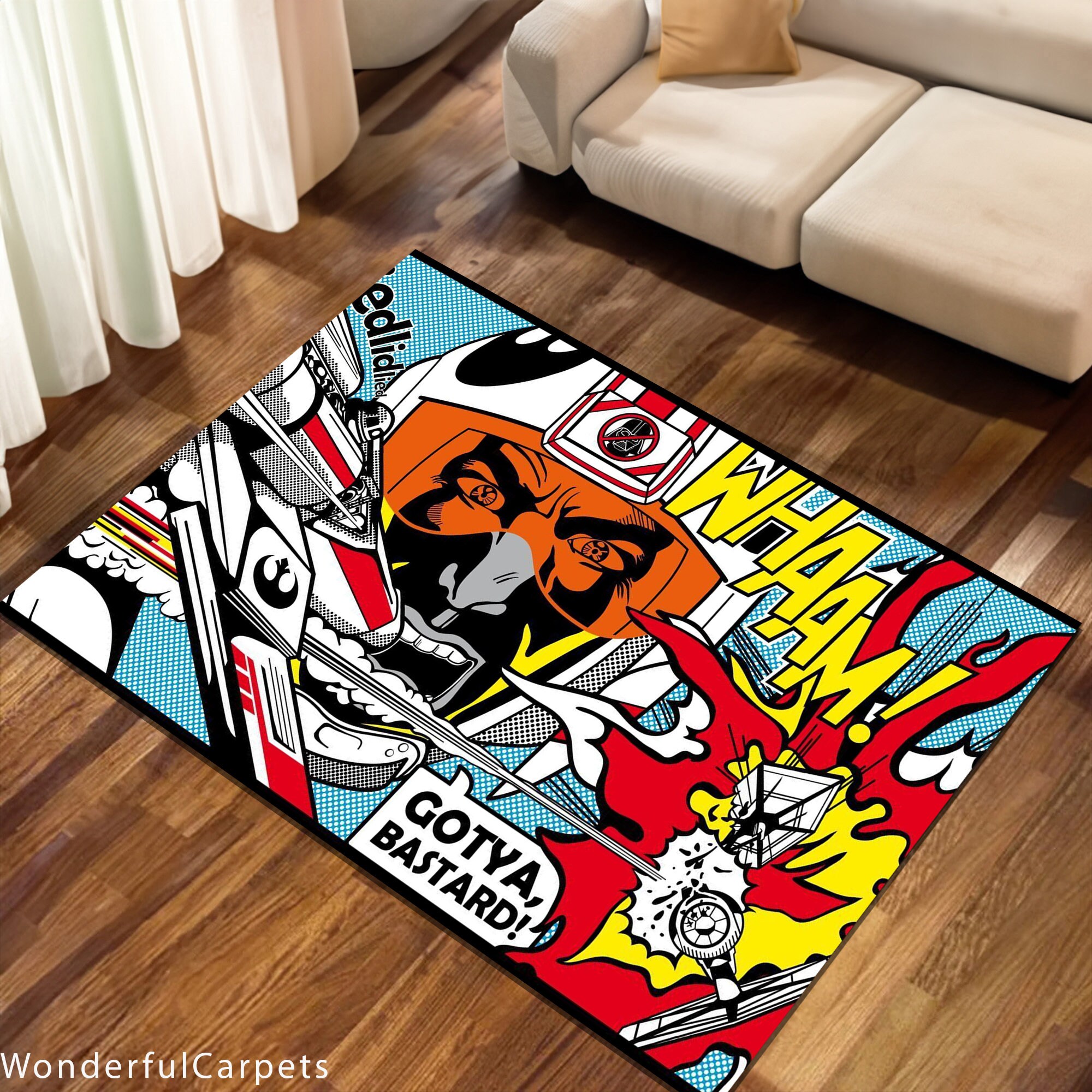Colorful Pop Art Printed Rug, Street Art-inspired Carpet With Cartoon ...
