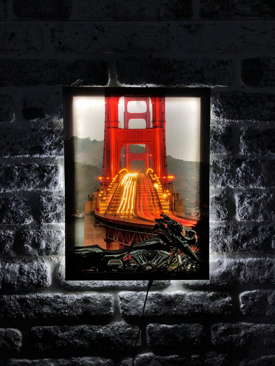 Motorcycle Art, Garage Sign, Led Illumination, Gift for Dad, Led Sing ...