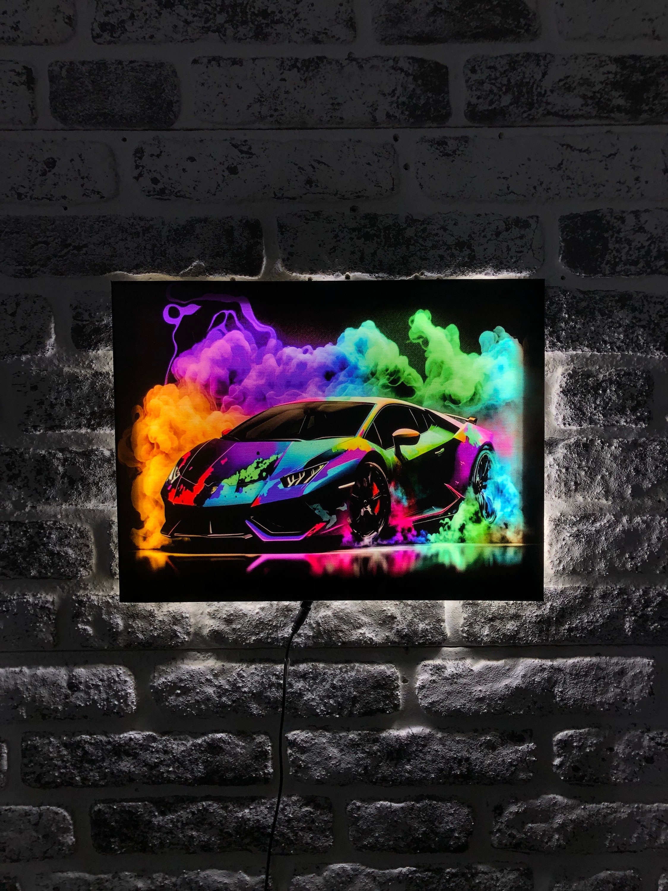 Lamborghini Led Lighted Canvas Poster Gifts for Him Handmade - Etsy