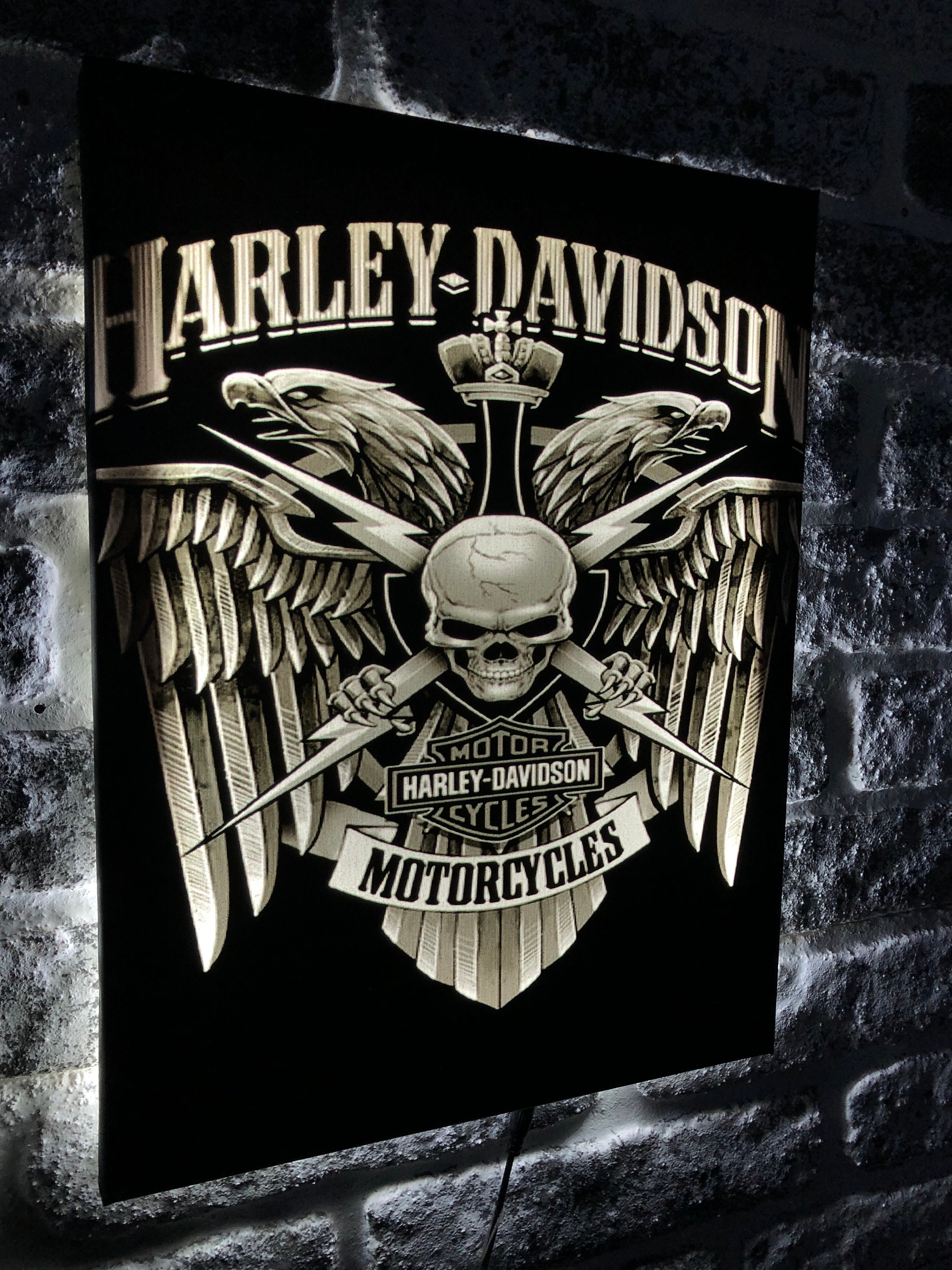 Harley Davidson Led Sign, Harley Davidson Wall Decor, Gifts for Him ...
