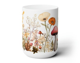 Pressed Flower Mug Wildflowers Coffee Mug Cottagecore Floral Nature Mug ...