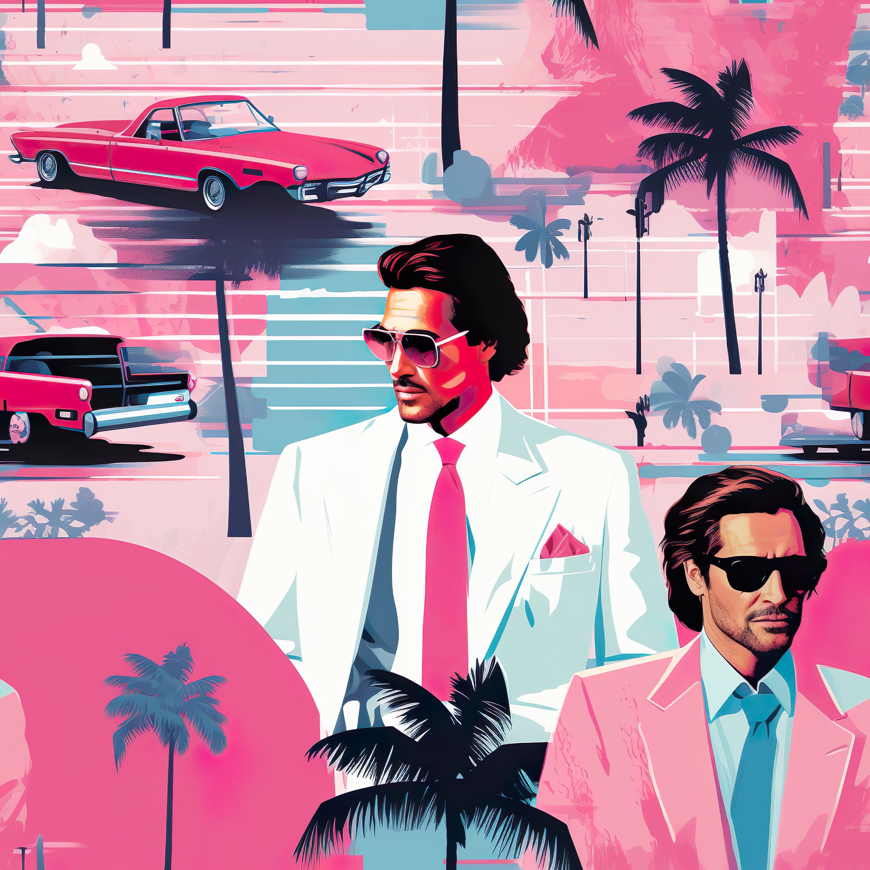 Miami Vice 80s Retro Seamless Pattern Digital Paper Background - Etsy