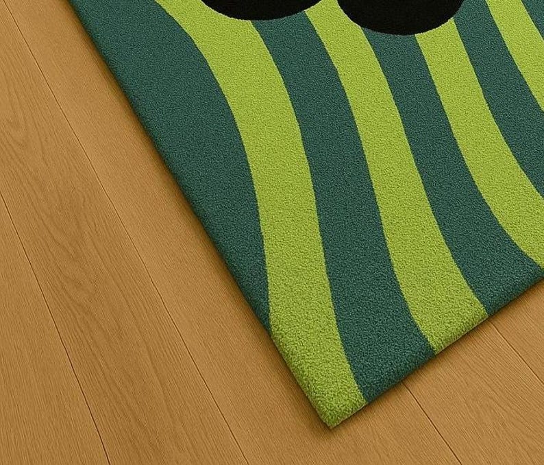 Handmade Smiley Flower Rug | Colorful Hand-tufted Carpet | Funky Wavy ...