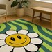 Handmade Smiley Flower Rug | Colorful Hand-tufted Carpet | Funky Wavy ...